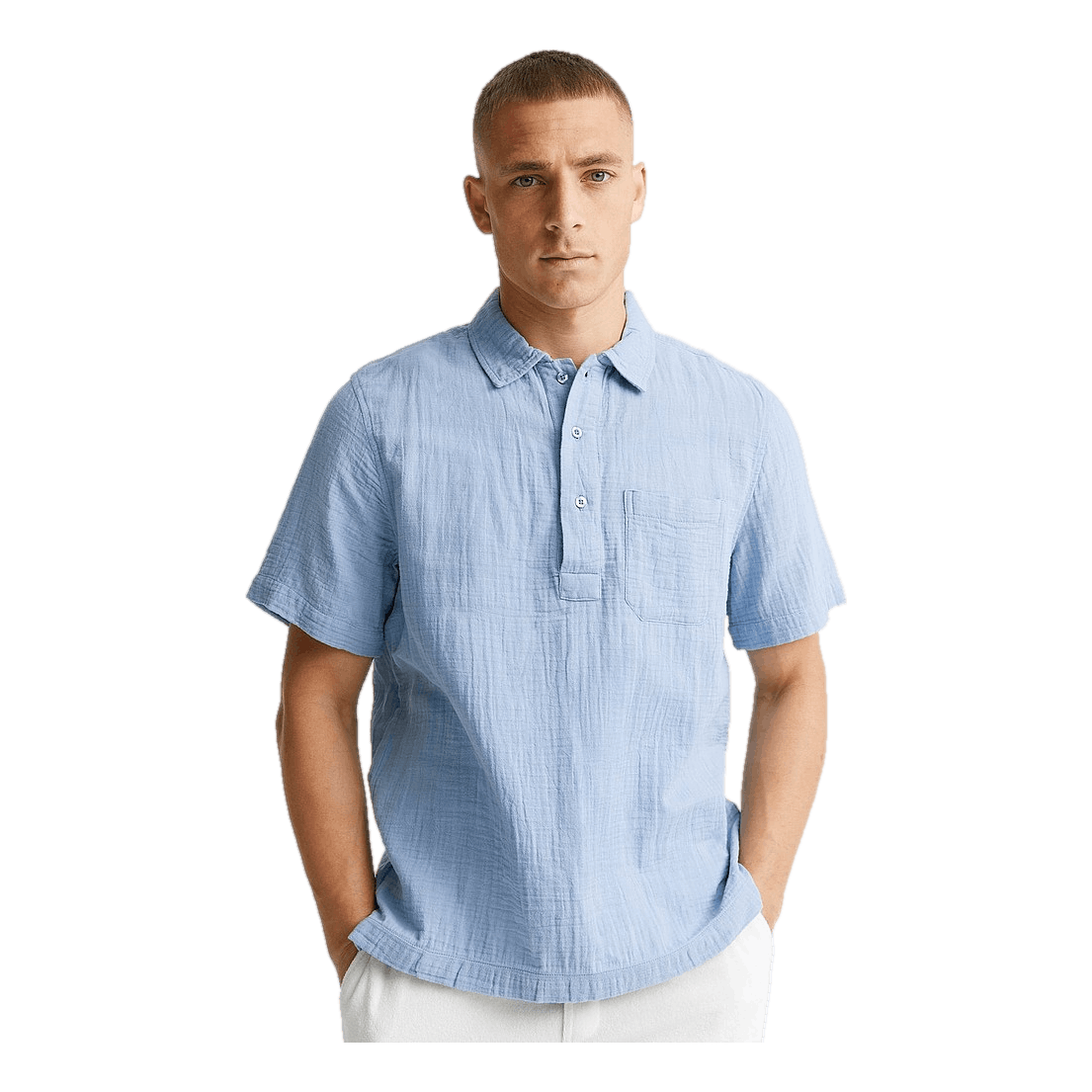 Studio Total Soft Half Placket Shirt Lt Blue – Brandosa.com