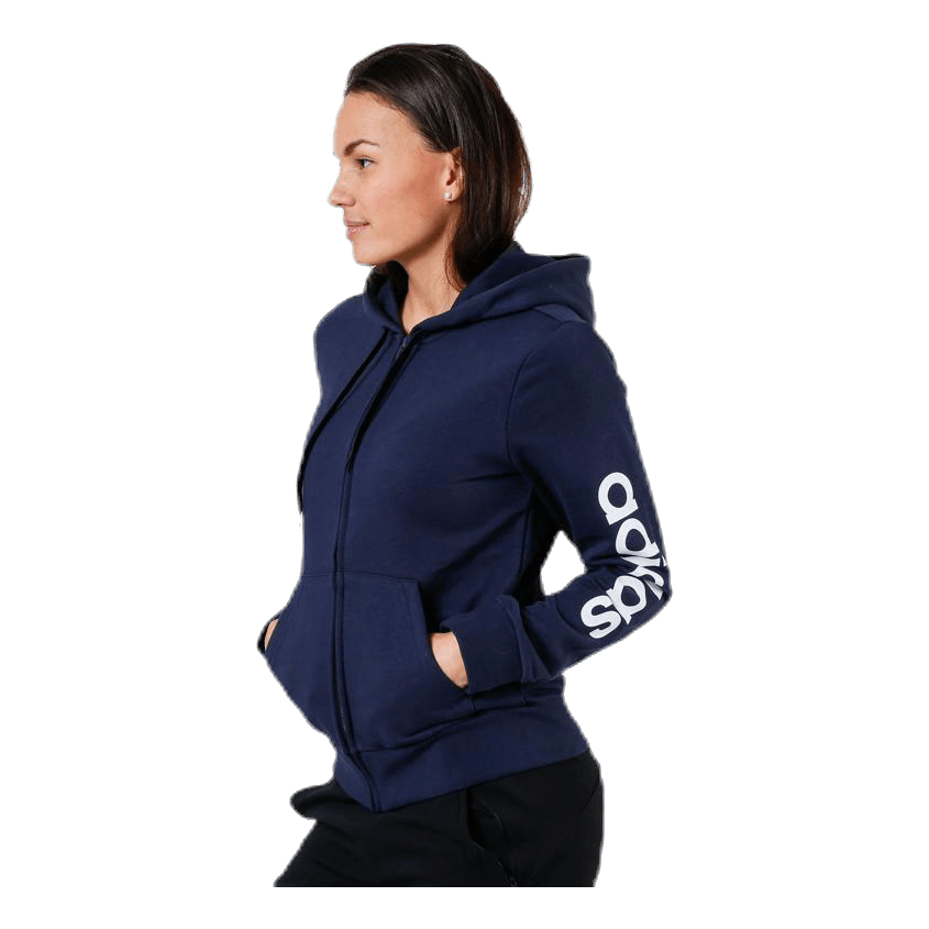 adidas Essentials Linear Full Zip Hoodie Legend Ink / White – Brandosa.com