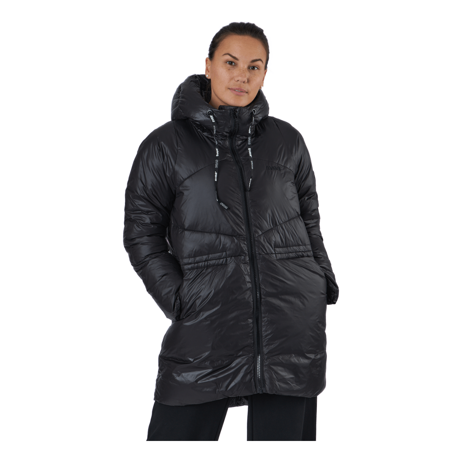 Svea W. Mid Length Shiny Jacket Black – Brandosa.com